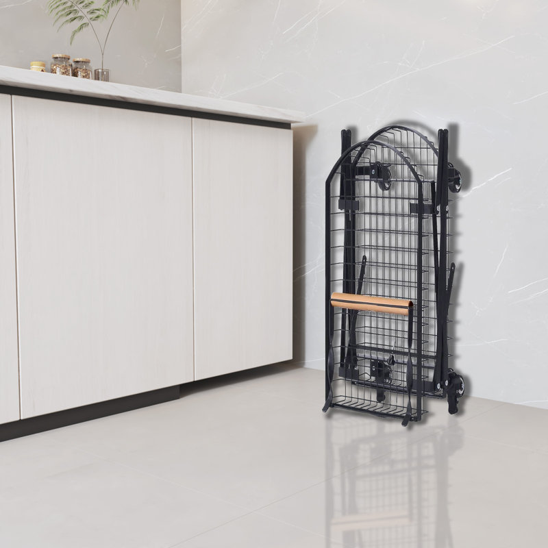 DOMINTY Multi-function Collapsible Utility Cart Utility Grocery Trolley Laundry Jumbo Basket ...